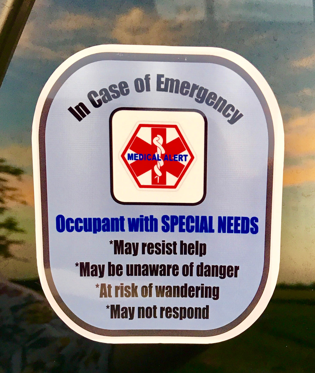 Special Needs Decal Medical Alert Safety Sticker – Safety Awareness ...