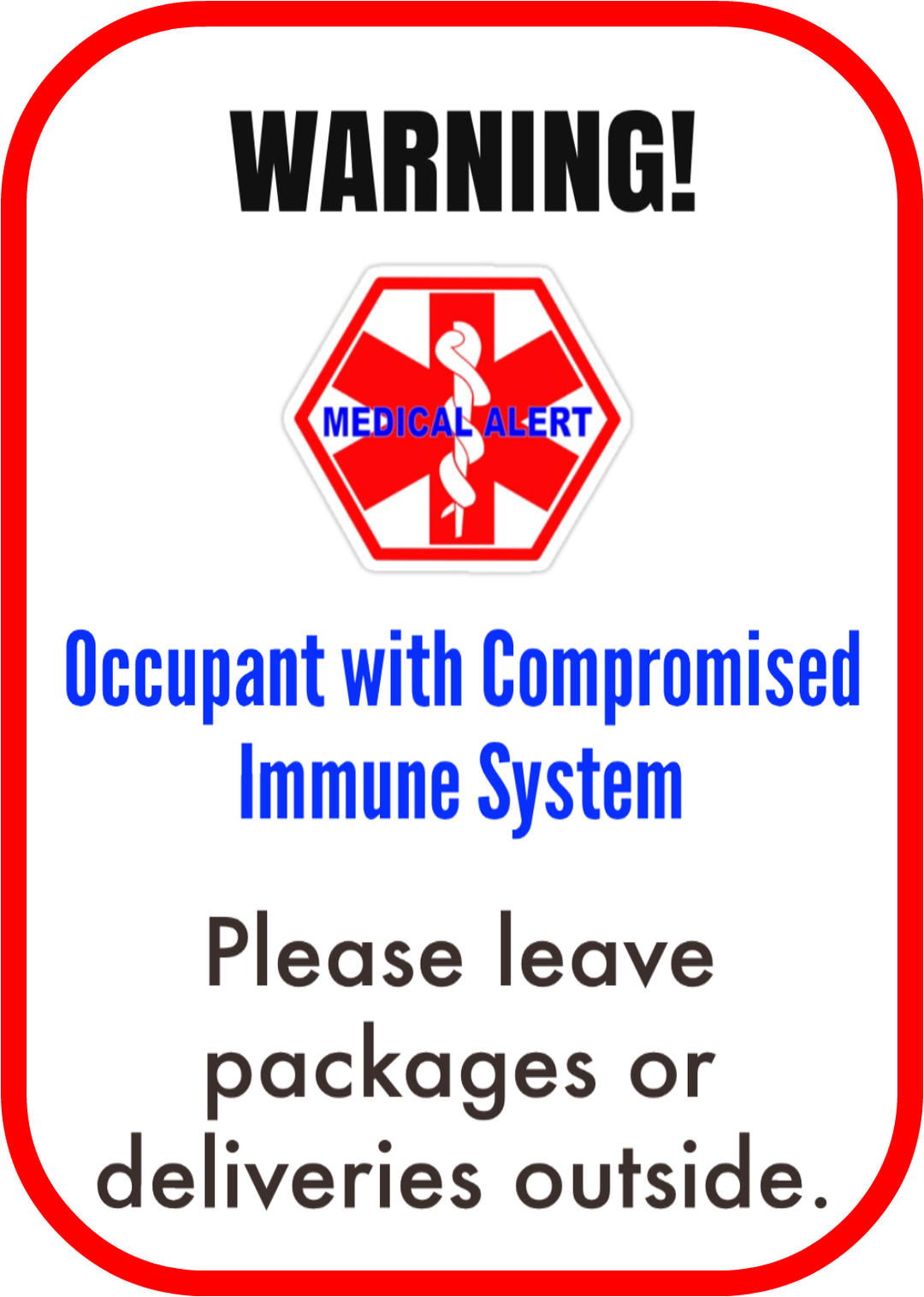 Compromised Immunity Door Decal – Safety Awareness Products