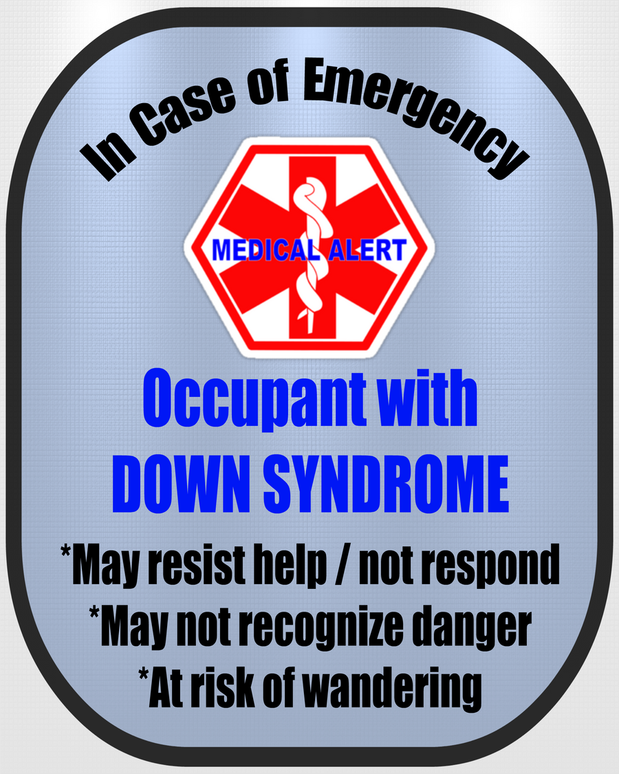 4 Pack Down Syndrome Decal Medical Alert Safety Sticker Set – Safety ...
