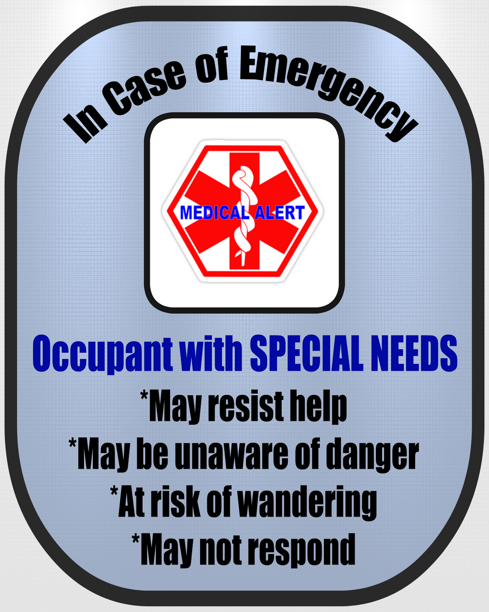 4 Pack Special Needs Decal Medical Alert Safety Sticker Set – Safety ...