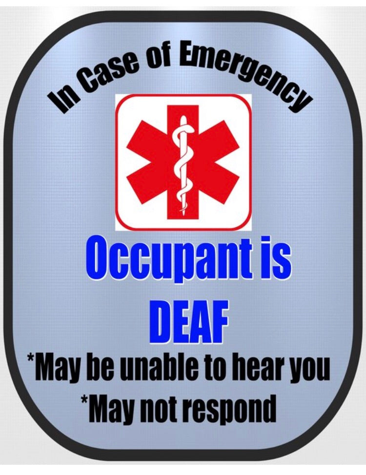 DEAF ASL Decal Medical Alert Safety Sticker – Safety Awareness Products
