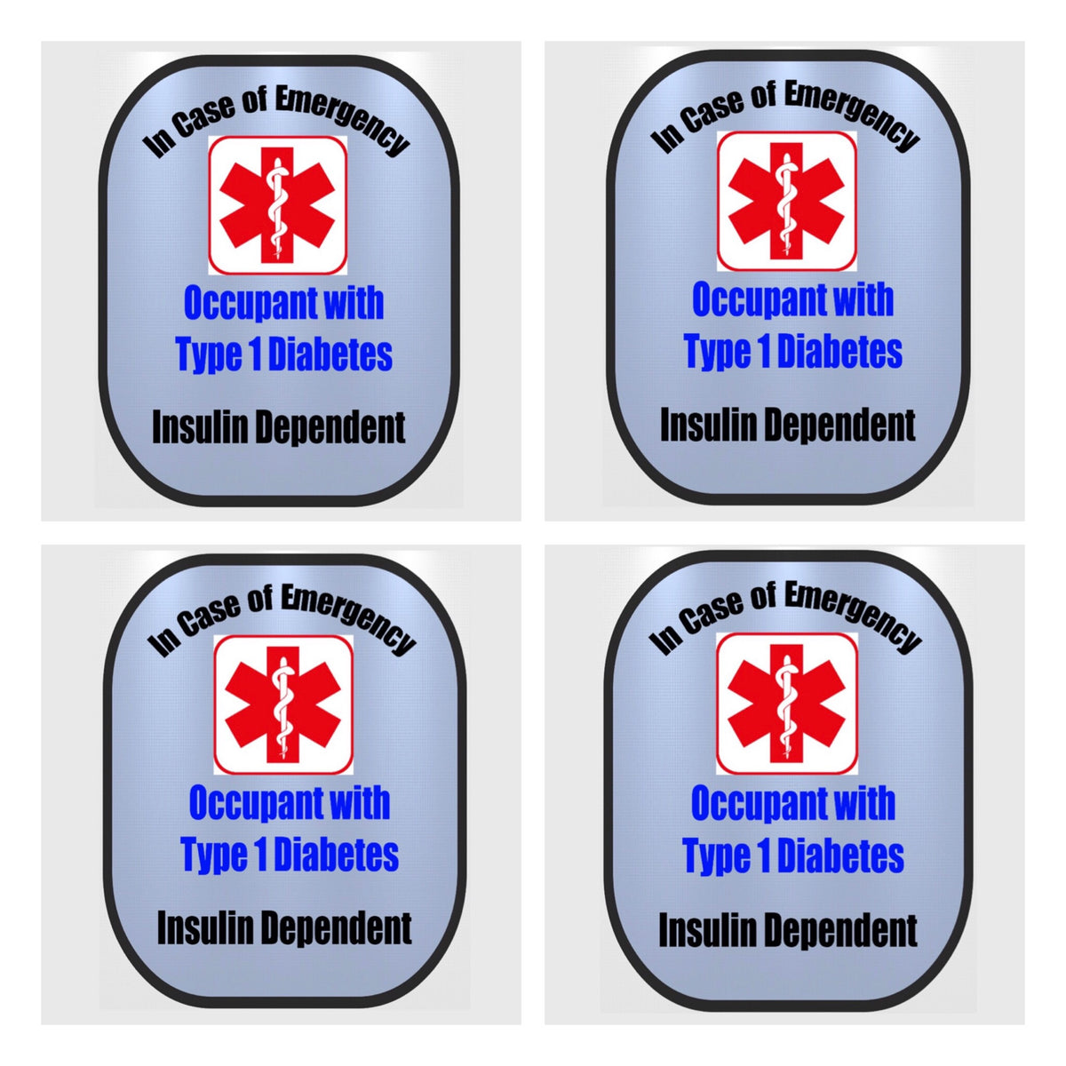 4 Pack Type 1 Diabetic Decal Medical Alert Safety Sticker Set – Safety ...