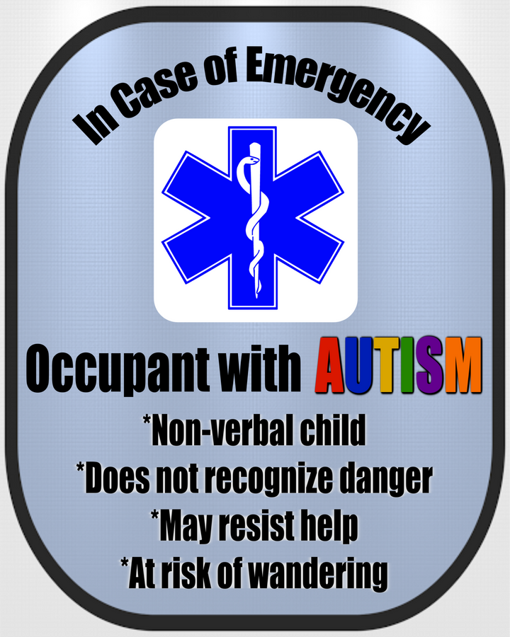 4 Pack Autism Decal Medical Alert Safety Sticker Set – Safety Awareness ...